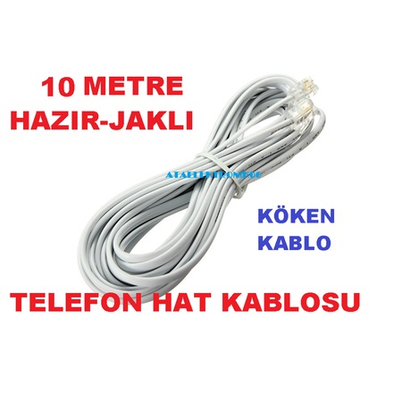 10 Metre On 10 Mt Hazir Soketli Telefon Adsl Modem Hat Kablosu 2 ...