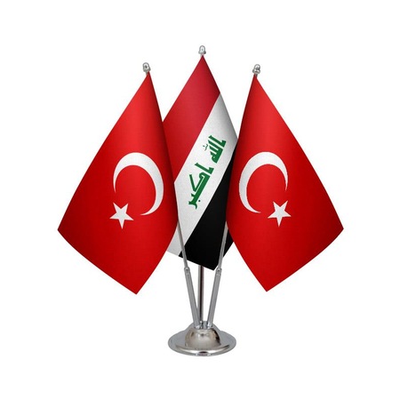 Masa Üstü Irak Bayrağı Türk Bayrağı Üçlü Krom Direk Masa Bayrak S ...