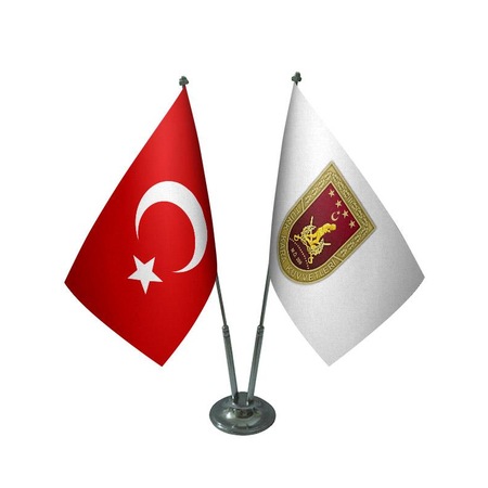 Masa Üstü Kara Kuvvetleri Bayrağı Türk Bayrağı İkili Krom Direk M ...