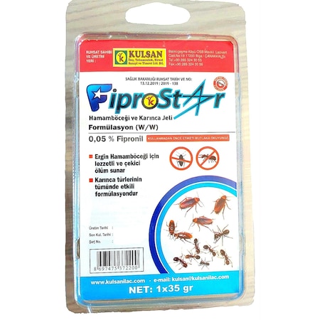 Kulsan Fiprostar Hamam Böceği Ve Karınca Jeli Böcek İlacı 35 G ...