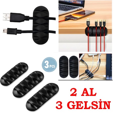 5 Kanallı Kablo Tutucu--düzenleyici tek Pakette 3 Adet Kablo Düz ...