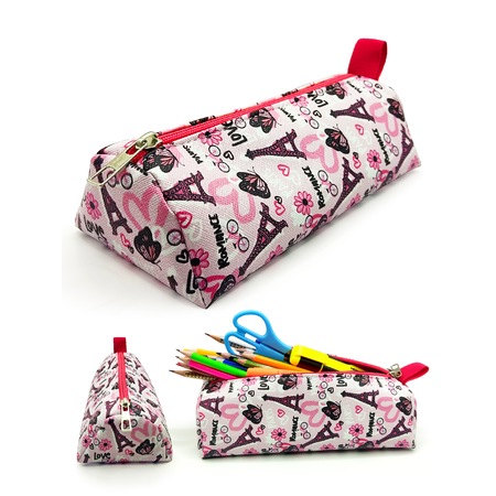 Kalem Kutusu Üçgen Eyfel Paris Desenli Kalemkutu Jumbo Vegan Deri ...