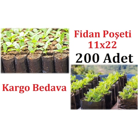 Fide Fidan Poşeti, 200 Adet, 11X22 Fidan Poşeti, Fidan Torbası ...