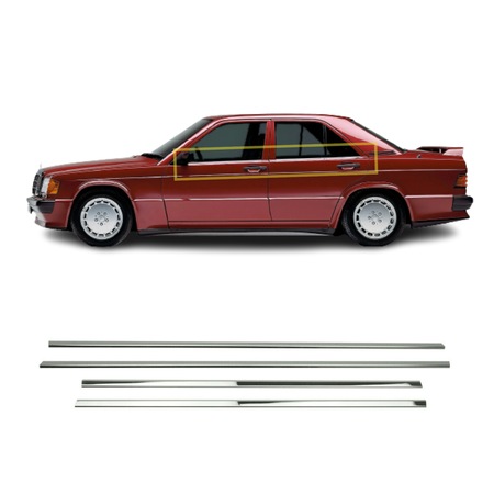 Mercedes W201 E-190 Krom Cam Çıtası 1983-1993 4 Parça P.Çelik Fiyatları ...