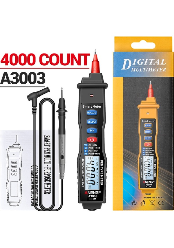 A3003 Siyah-a3003 Dijital Kalem Multimetre Profesyonel 4000 Sayım ...