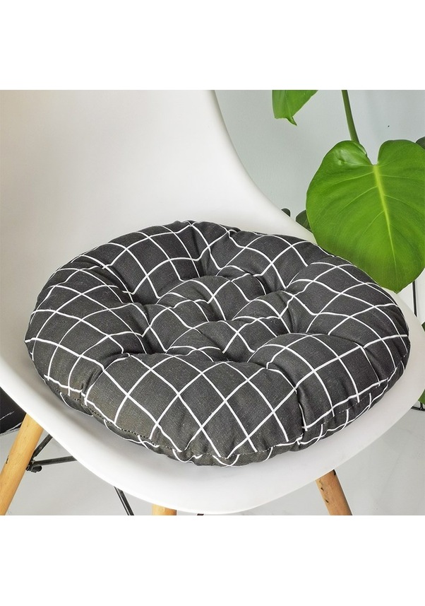 40*40cm Yuvarlak Sandalye Pedi Yumuşak Minder Black Grid Fiyatları ve ...