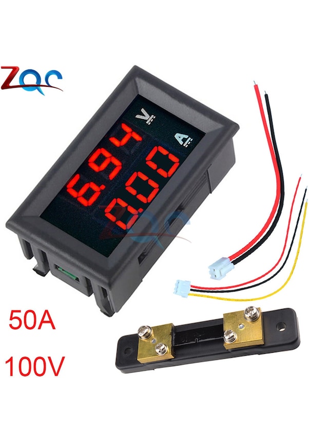 50a Kırmızı Kırmızı 0-100v-mini Dijital Voltmetre Ampermetre Dc 0-100v ...