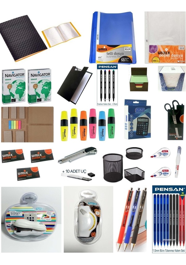 Dev Ofis Seti Ekonomik Set Ofisiniz Için Her Şey Zımba Delgeç Dosya A4 ...