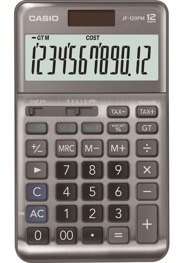 Casio JF-120FM Masaüstü 12 Hane Hesap Makinesi Gri Fiyatları ve Özellikleri