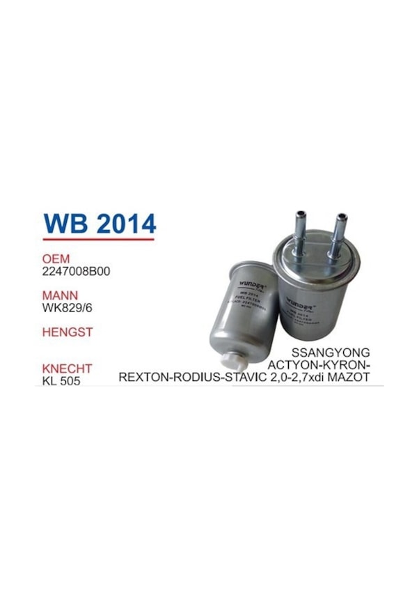 Wunder Ssangyong Kyron 2 0 2 7xdı Mazot Filtresi Oem No:2247008b00 ...