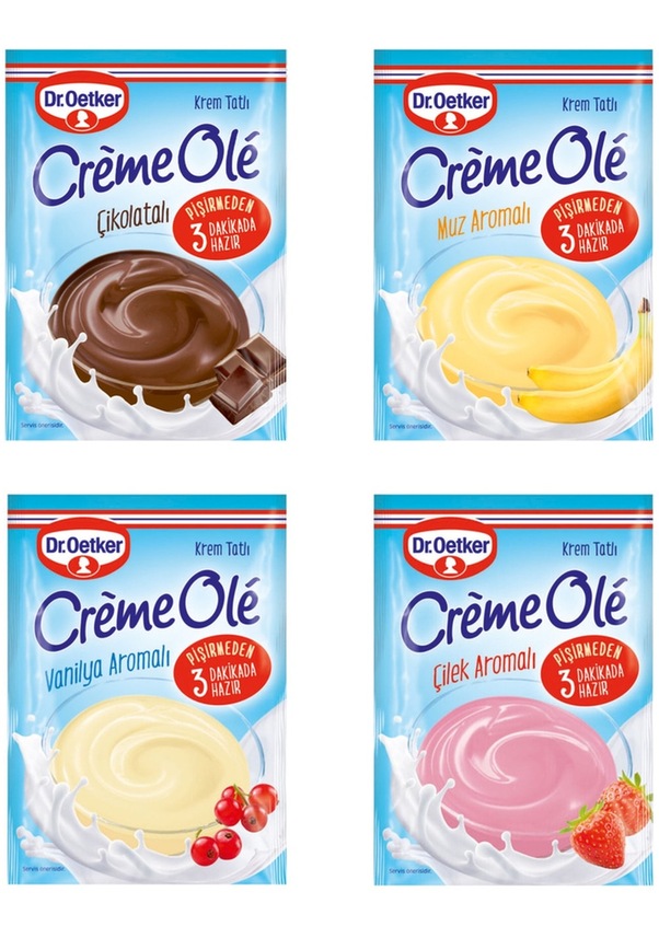 Dr. Oetker Creme Olé Çikolatalı Muz Vanilya Çilek Puding 4'lü Set ...