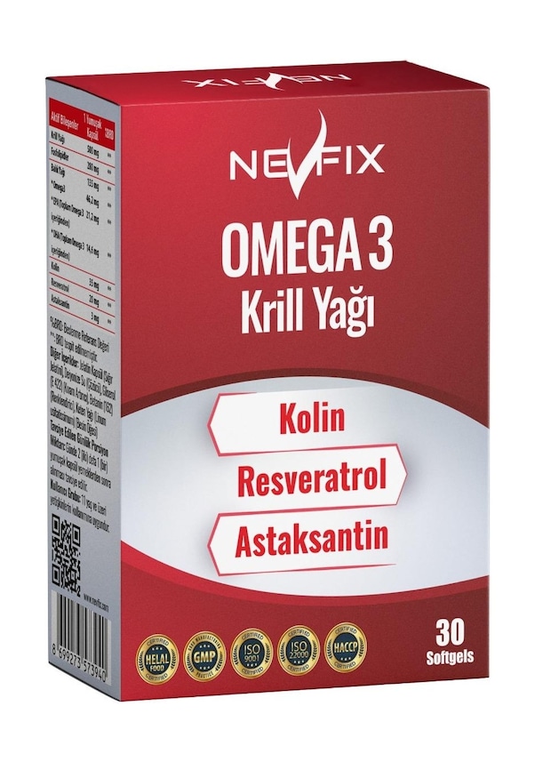 Nevfix Krill Oil Omega3 Kolin Resveratrol Astaksantin 30 Softgel ...