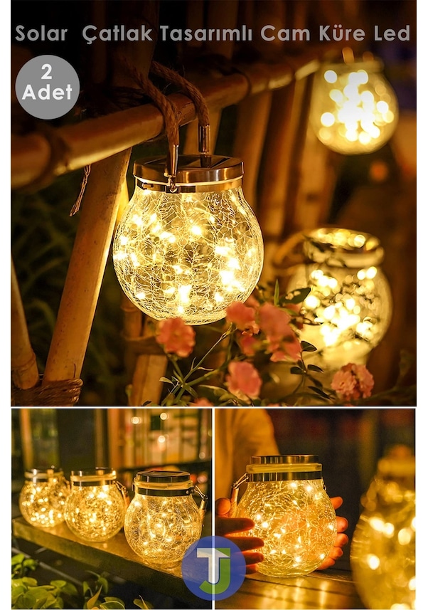 Technojet 2li Solar Güneş Enerjili Sarkıt Cam Led Işık Küre Bahçe ...