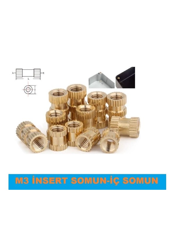 M3 Insert Çakma Somun-Iç Somun- Prinç Somun 100 Adet N11.56134 ...