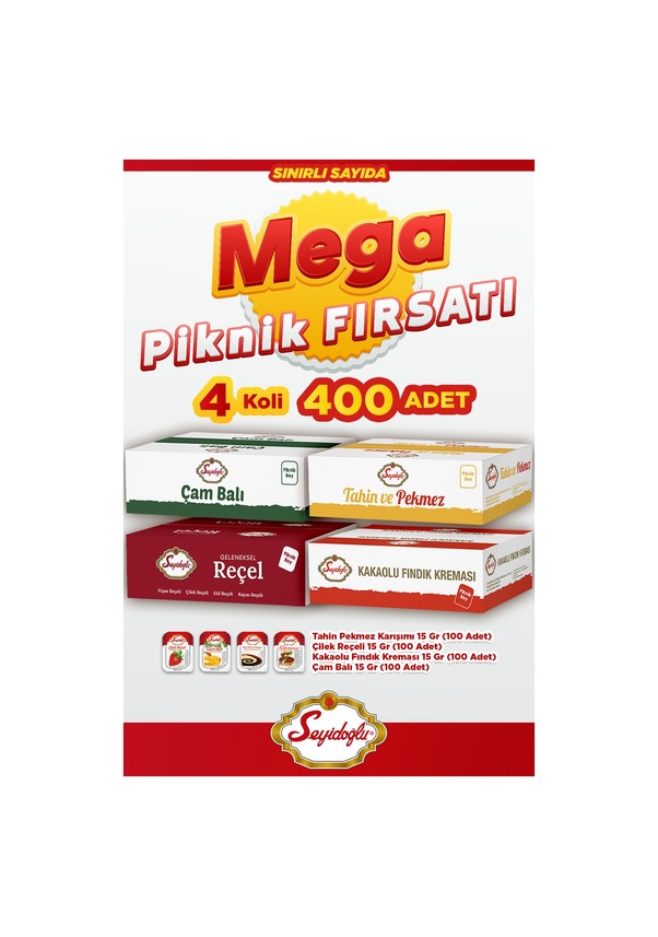 Mega Piknik Kahvaltılık 4 Koli (Koli İçi Toplam 400 Adet) Fiyatları ve ...
