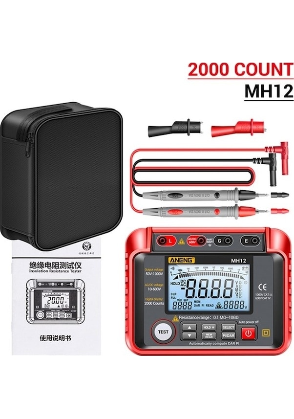 Aneng Mh12 Dijital Megohmmetre Yalıtım Direnci Ölçer Test Cihazı Kablo ...