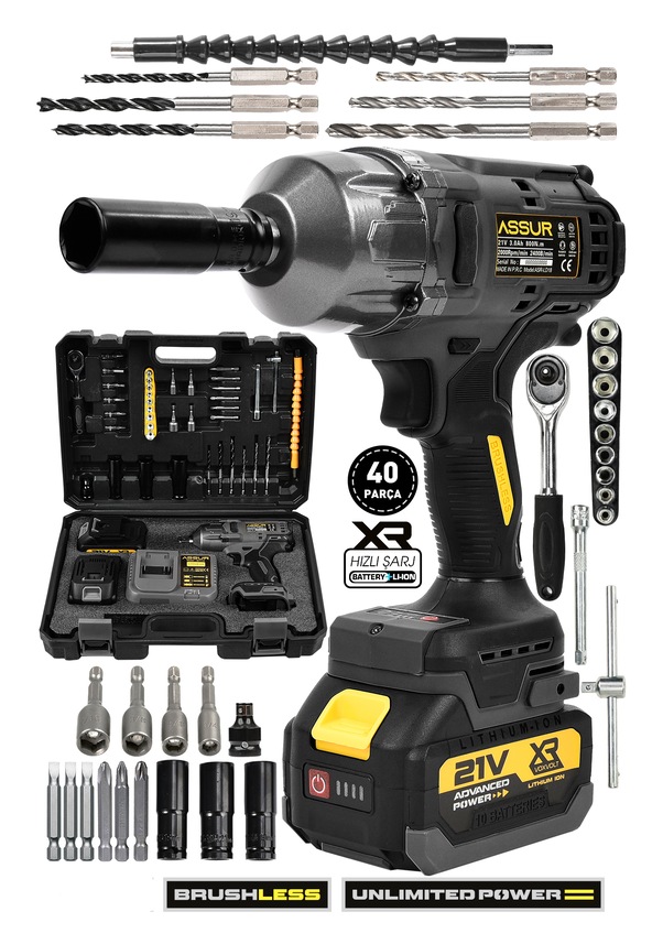 Assur ASR114 21V 2.0AH 800 NM Şarjlı Somun Sıkma Sökme Siyah Fiyatları ve Özellikleri