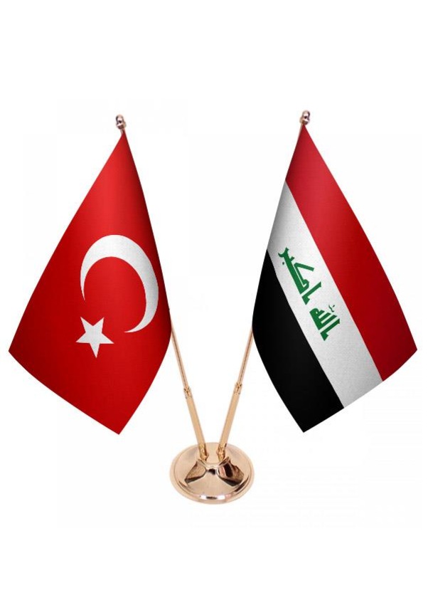 Masa Üstü Irak Bayrağı Türk Bayrağı İkili Pirinç Direk Masa Bayra ...