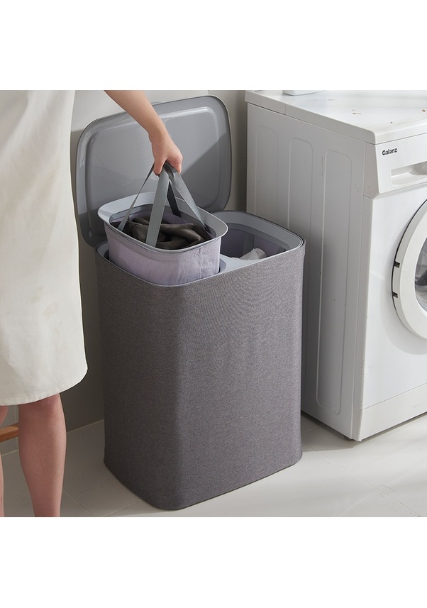 Arow Tr-4669 Garb Katlanır 2 Bölmeli Kumaş Kirli Sepeti-90 Lt Gri Fiyatları ve Özellikleri