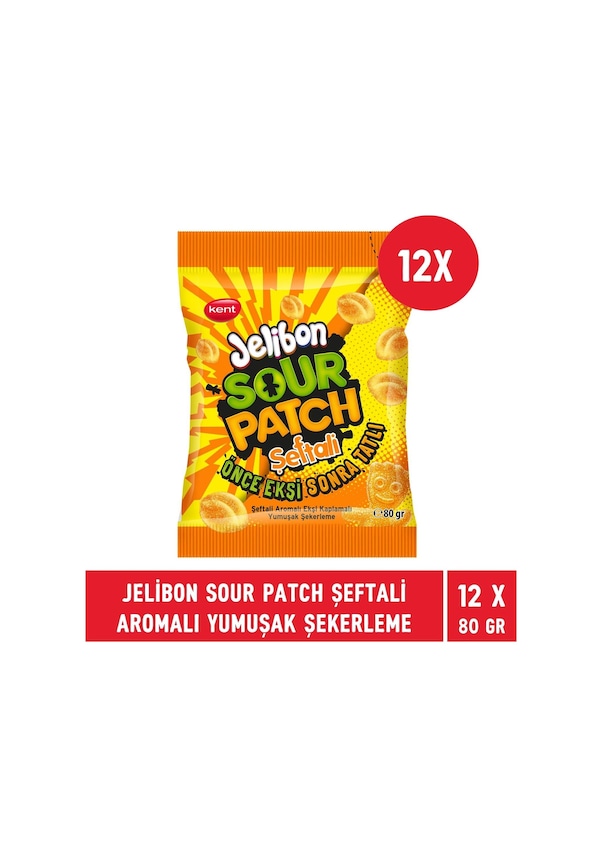 Kent Jelibon Sour Patch Şeftali Aromalı Yumuşak Şekerleme 12 x 80 G ...
