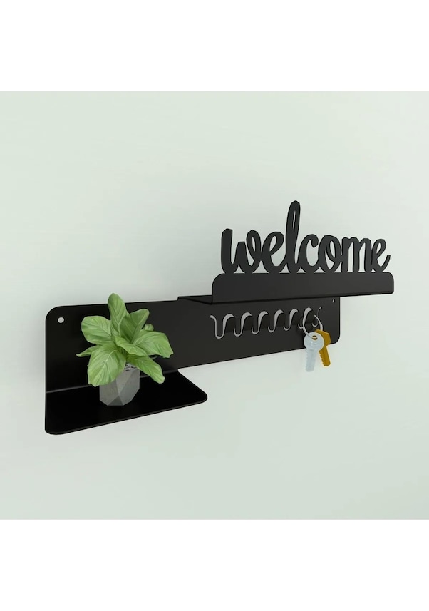 Welcome Raflı Metal Duvar Anahtarlığı, Welcome Anahtar Askısı,anahtar ...