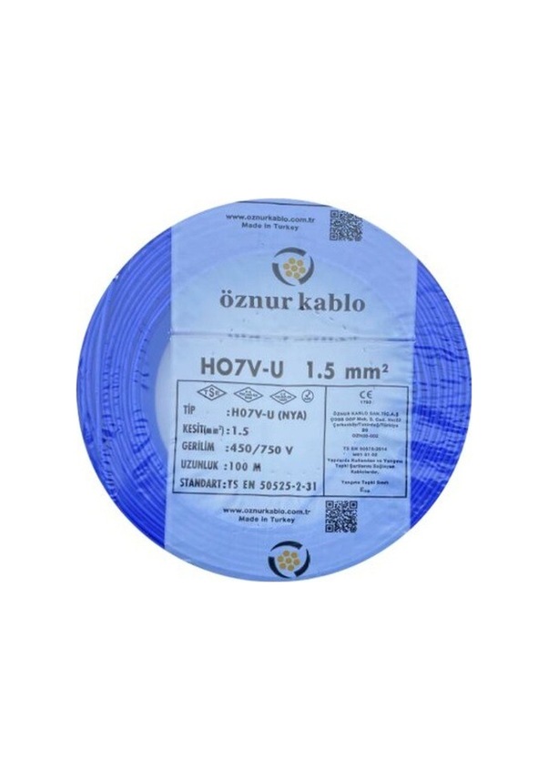Öznur 1.5 Mm Nya Kablo Mavi Renk 100 Metre Fiyatları ve Özellikleri