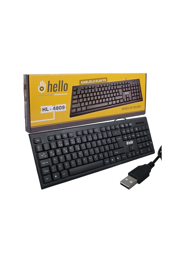 Ayt Hello Hl-4809 Siyah Usb Kablolu Standart Türkçe Q Klavye Pc ...