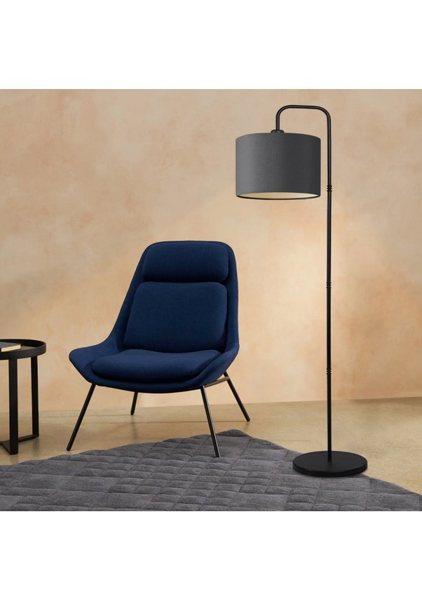 Suitable Metal Gövdeli Antrasit Kumaş Başlık Çok Amaçlı Lambader Salon ...