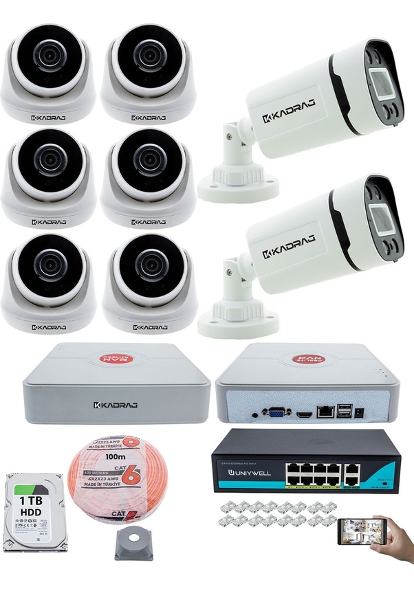 Ip Güvenlik Kamera Seti - 6 İç Mekan Ip Kamera, 2 Dış Mekan Ip Ka ...