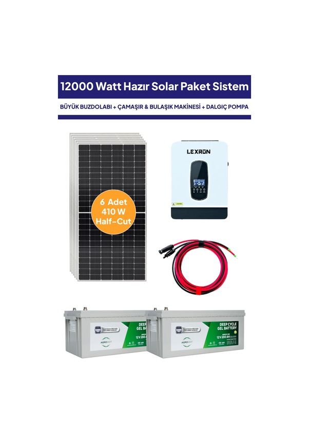 12 Kw 12000 Watt Güneş Enerjisi Hazır Solar Paket Sistem - Half Cut ...