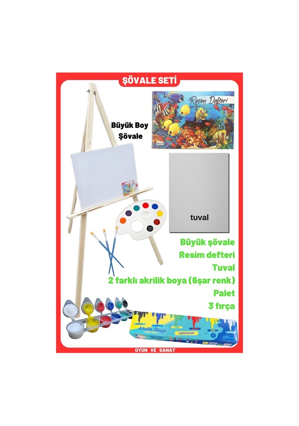 Şövale Resim Boyama Başlangıç Seti - Şövalye , Tuval, Tual Seti 2 ...
