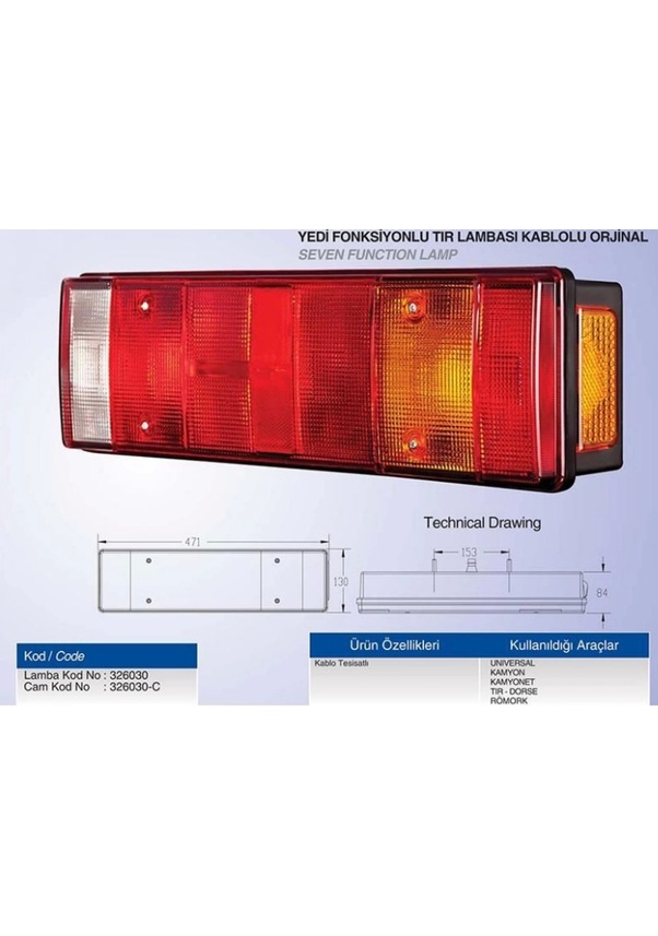 7 FONKSİYONLU STOP LAMBA KABLOLU Fiyatları ve Özellikleri