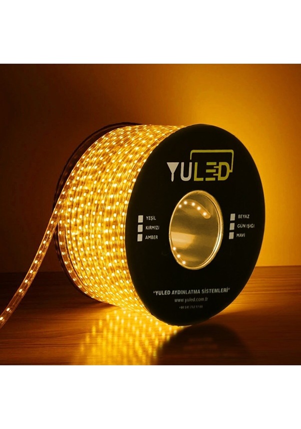Roled 3 Çipli İç Dış Mekan Silikonlu Şerit Led 220V - Volt Amber 1 ...