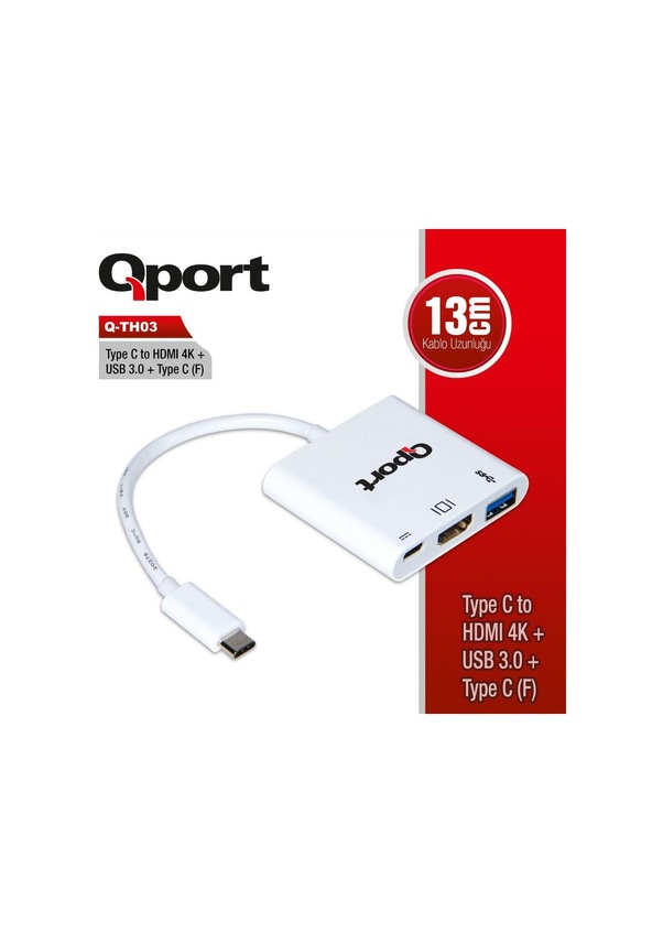 QPORT Q-TH03 TYPE-C TO HDMI 4K(3840*2160) +USB 3.0+TYPE-C (F) 4K ...