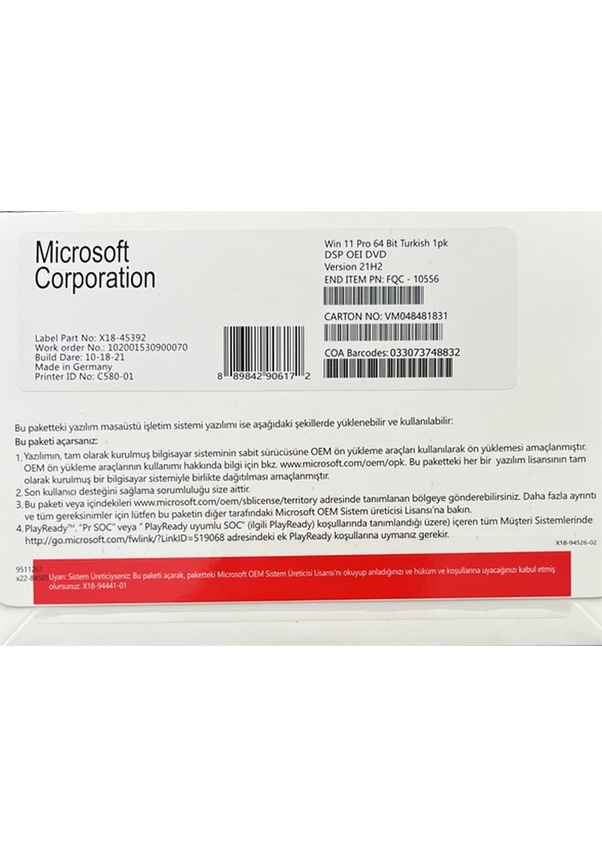 Ms Wındows 11 Pro 64Bit Tr Oem Fqc-10556 (558346015) Fiyatları ve ...