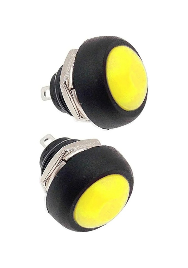 PBS-33B Push Buton 12mm Sarı Mantar Buton - 5 Adet Fiyatları ve Özellikleri