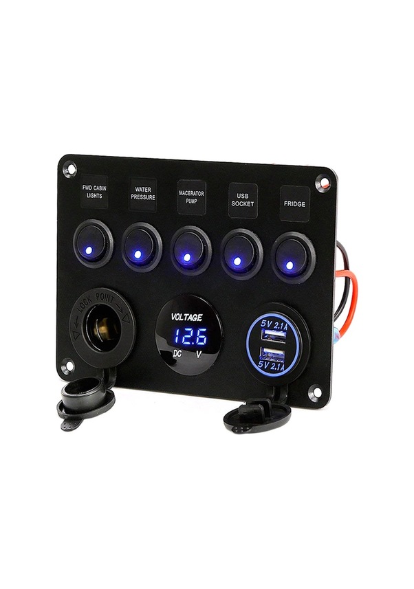 Switch Panel 6 Anahtarlı Voltmetre ve USB Şarjlı Kontrol Paneli ...