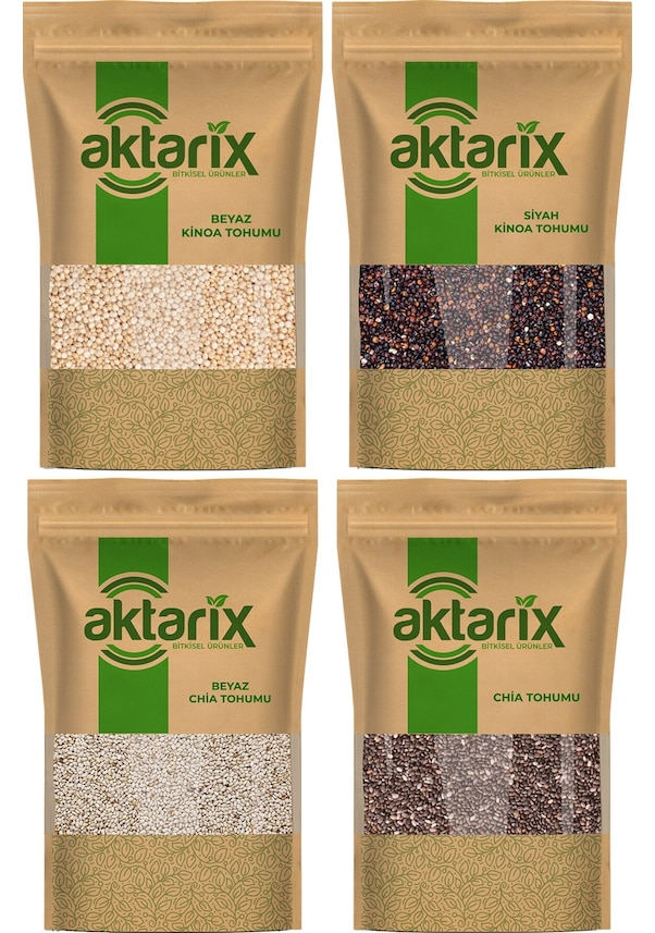 1 Kg Beyaz Chia + 1 Kg Beyaz Kinoa + 1 Kg Siyah Chia +1 Kg Siyah Kinoa ...
