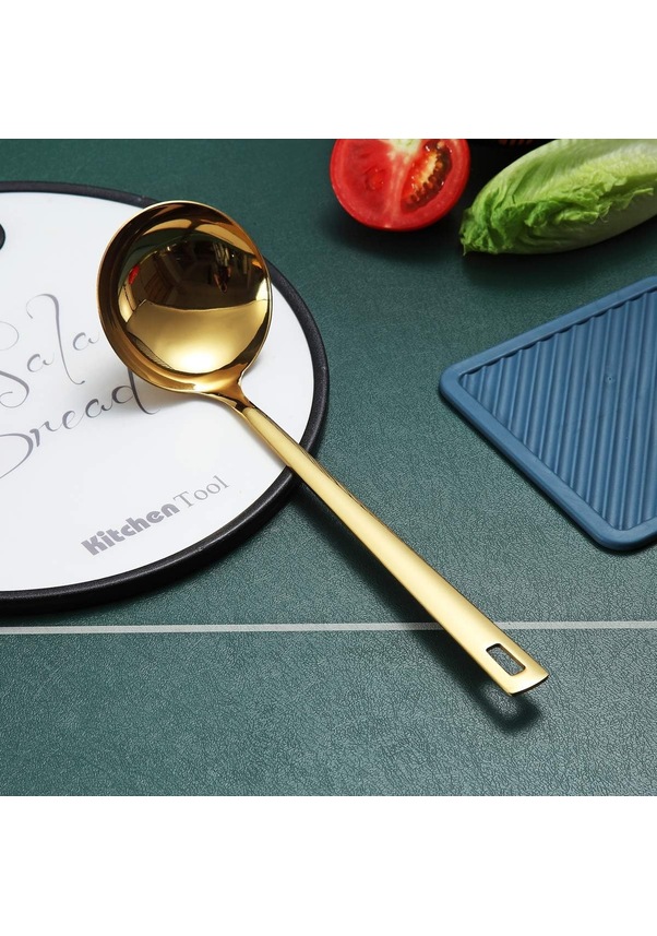 Çorba Ve Yemek Pişirme İçin Titanyum Kaplamalı Paslanmaz Çelik Kepçe ...