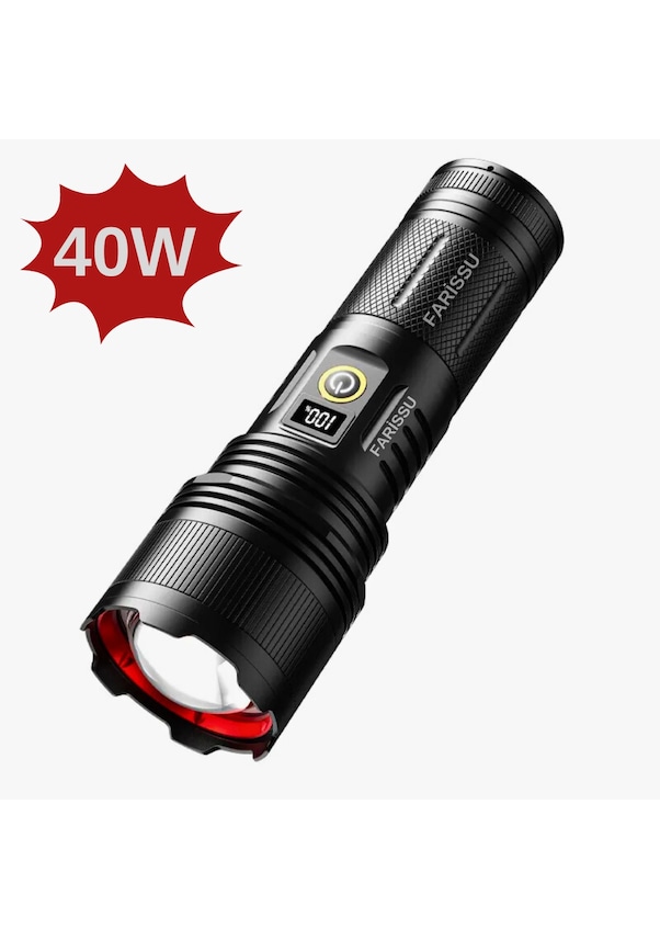 40w 2000 Lümen Şarjlı El Feneri - Zumlanabilir, Usb Şarjlı, Lcd Ekranlı ...