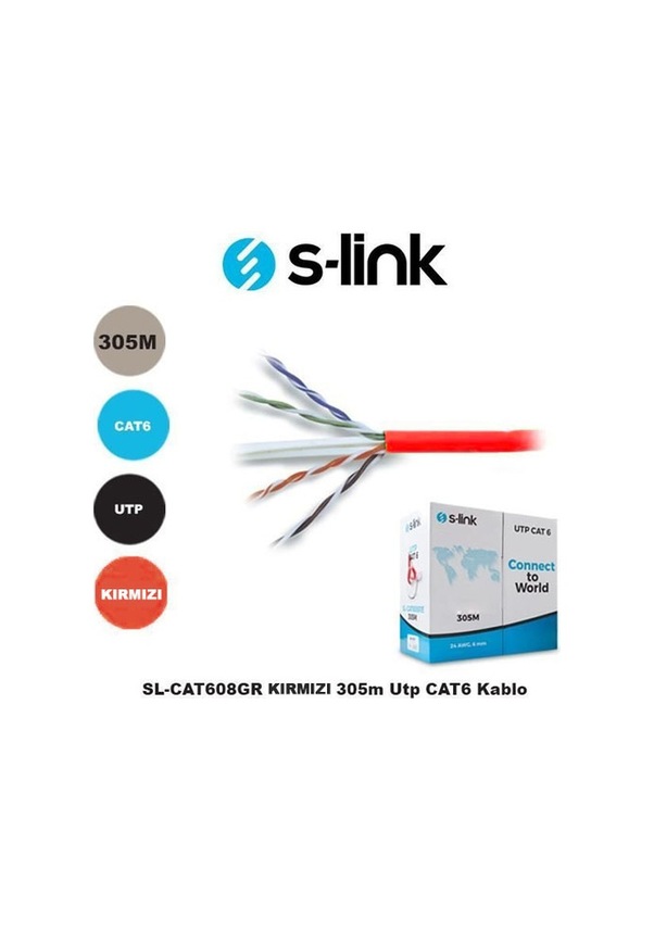 S-Link Sl-Cat608Re Cat6 Utp 305 Metre 24 Awg Kırmızı Network Fiyatları ve Özellikleri