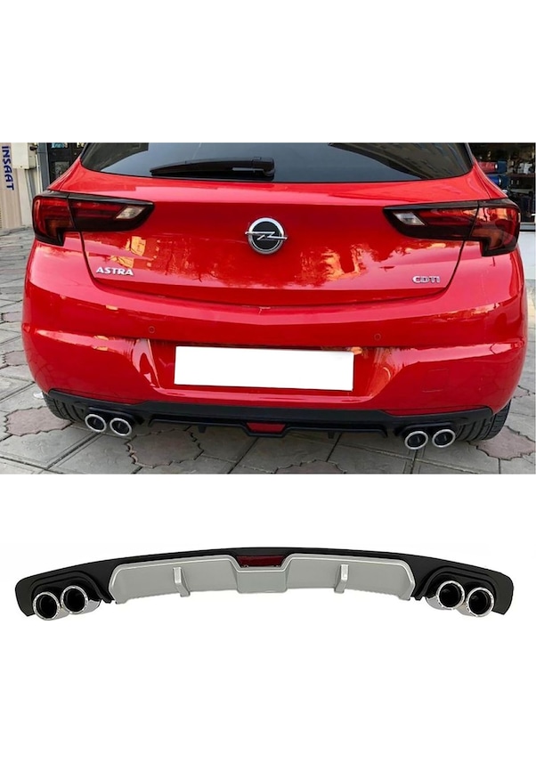 Opel Astra K Uyumlu Gri Difüzör 4 Krom Egzoz Görünümlü Difizör Arka Ek ...