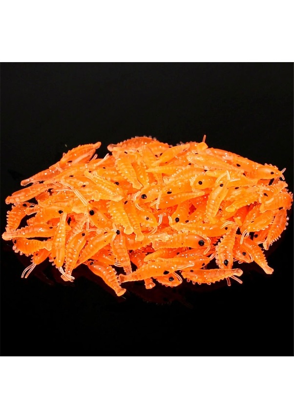 20 ADET-SİLİKON BALIK YEMİ-GERÇEK GÖRÜNÜMLÜ-SAHTE YAPAY KARİDES Turuncu ...