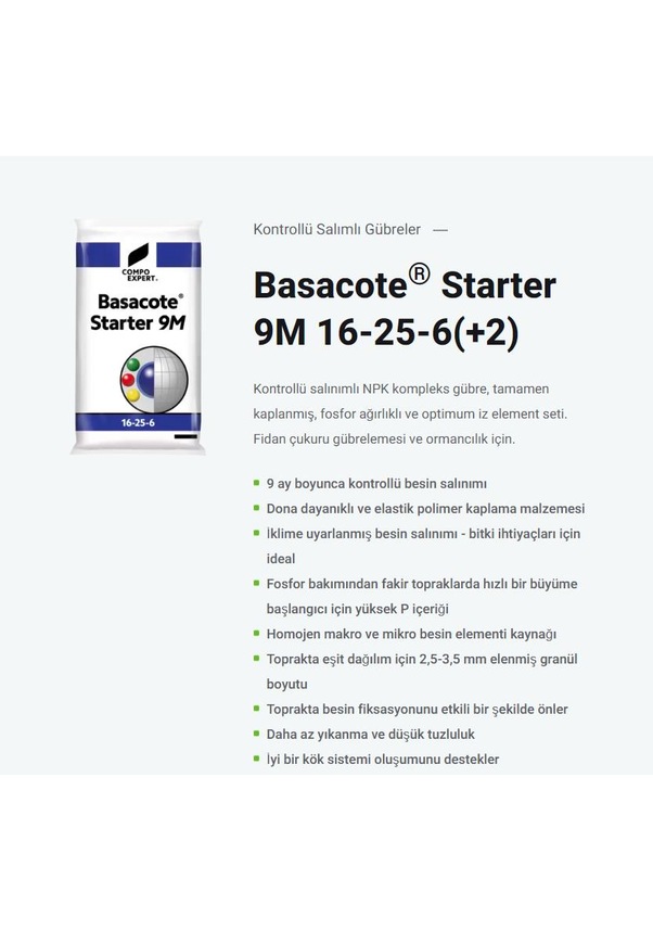 Compo Basacote Starter 9M Gübre (16-25-6) 25 KG Çim Fid Fiyatları ve ...