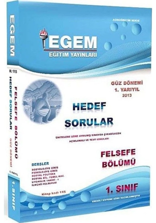 1. Sınıf Felsefe Hedef Sorular Güz Dönemi 1. Yarıyıl Kitap Kodu:115 ...