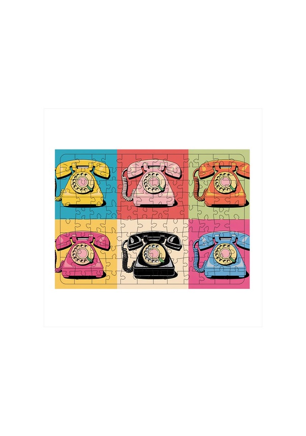 Ahşap Mdf Puzzle Yapboz Renkli Telefon Çizimleri 120 Parça 25 35 Cm ...