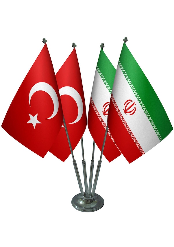 Masa Üstü İran Bayrağı Türk Bayrağı Dörtlü Krom Direk Masa Bayrak ...
