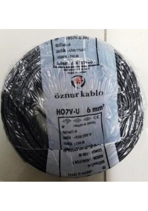 Öznur 6 Mm Nya Kablo Tek Damar Siyah 100 Metre Fiyatları ve Özellikleri