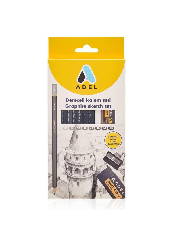 Adel Dereceli Kalem Seti 8 Dereceli Kalem+Silgi+Kalemtıraş (15229 ...