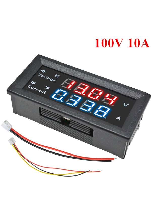 4bit 100v 10a-dc 100v 200v 10a 4 Haneli Yüksek Hassasiyetli Voltmetre Ampermetre Mavi + Kırmızı ...